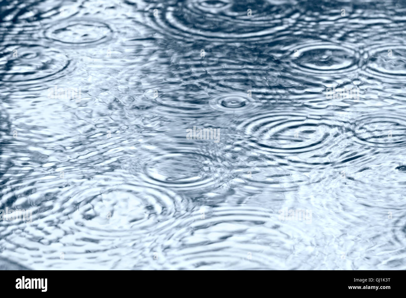 Water surface with rain drops falling Stock Photo - Alamy