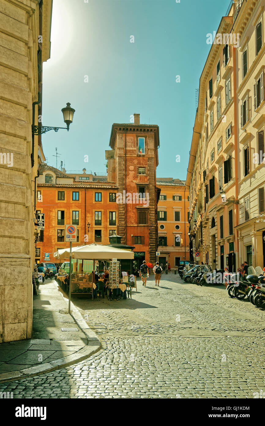 Rome, Italy - August 28, 2012: Narrow Square in the Old City in Rome ...