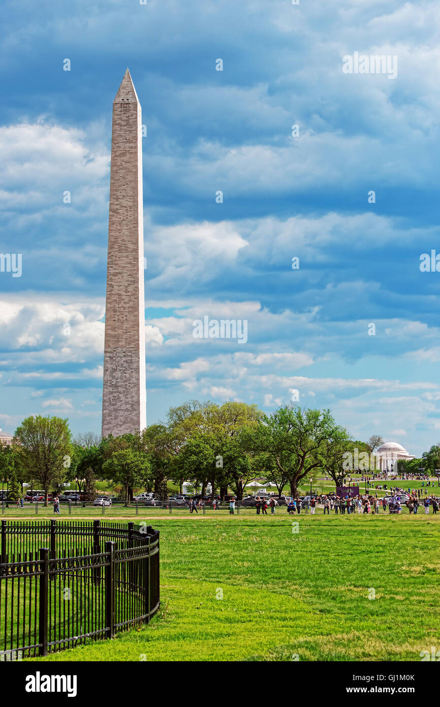 View from the park at the monument of the first american president ...