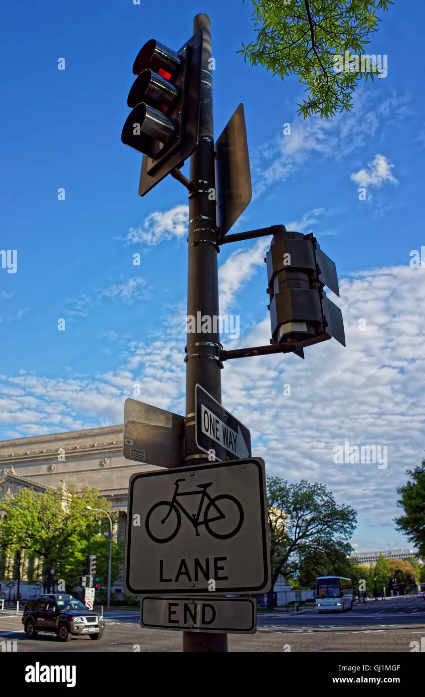 Traffic light was photographed in Washington D.C., USA. It is located ...