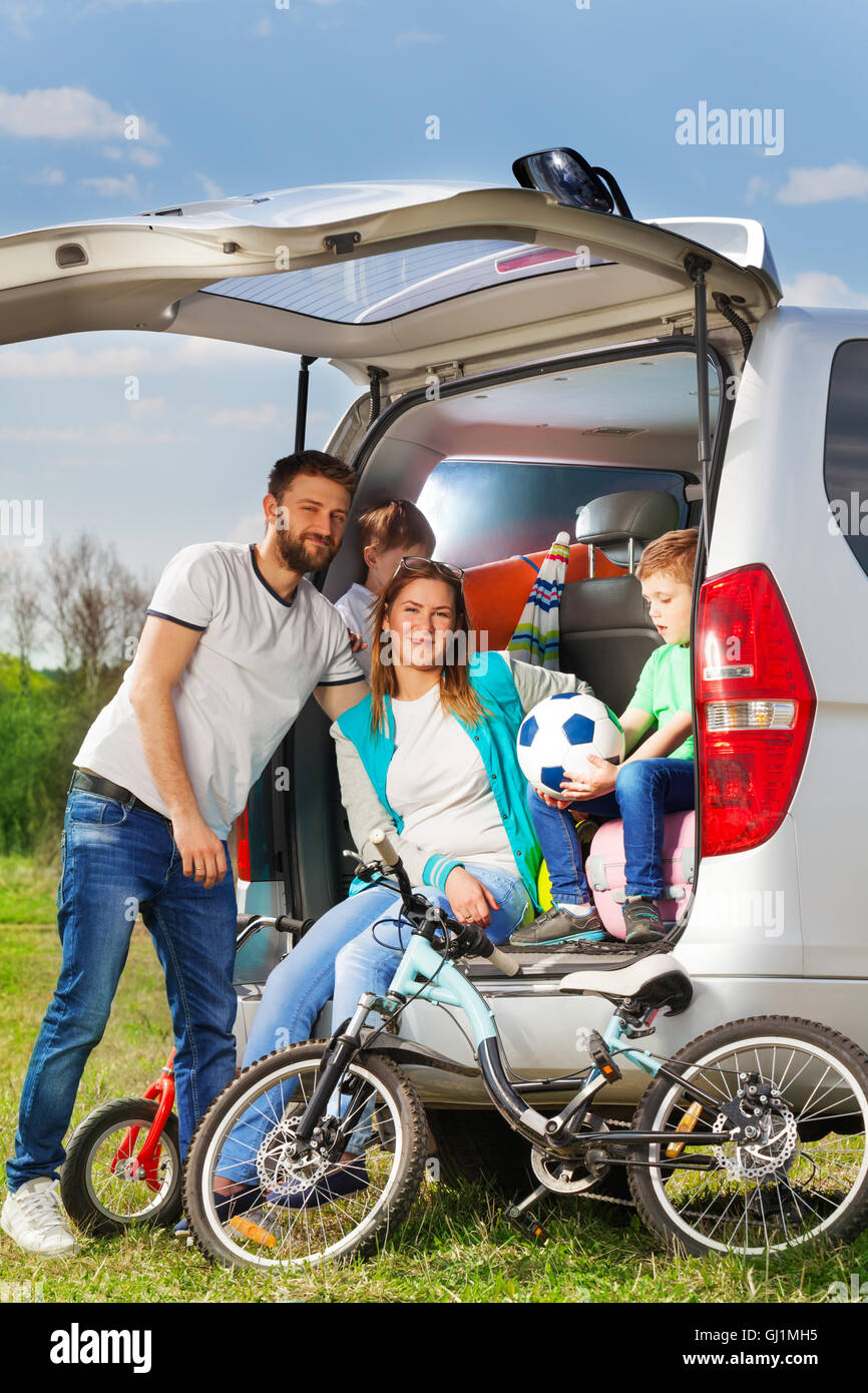 Happy active family on the nature vacation Stock Photo - Alamy