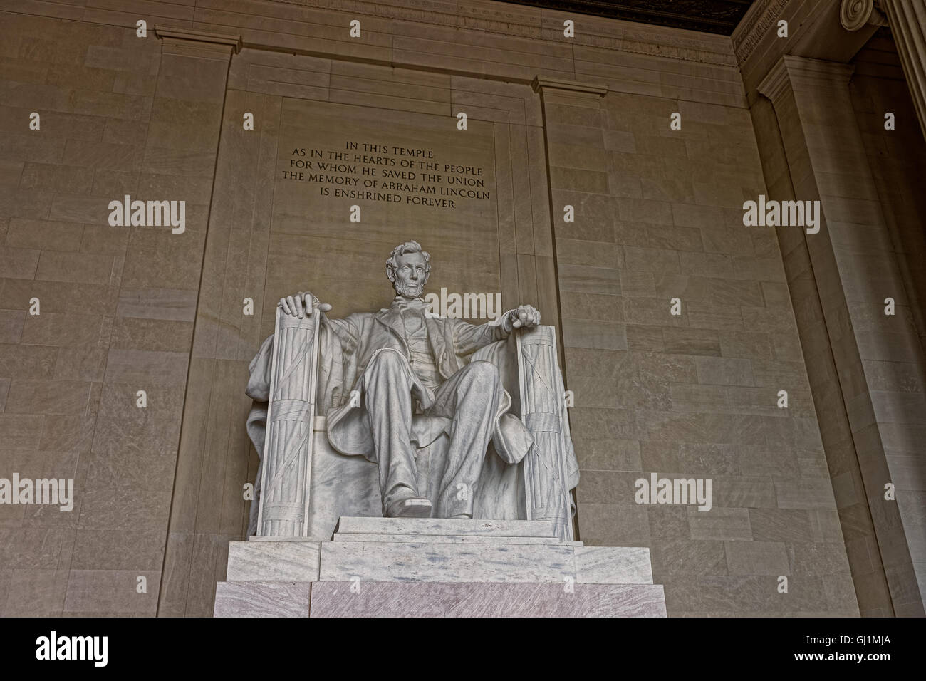 Statue of president Abraham Lincoln is situated in his memorial in ...