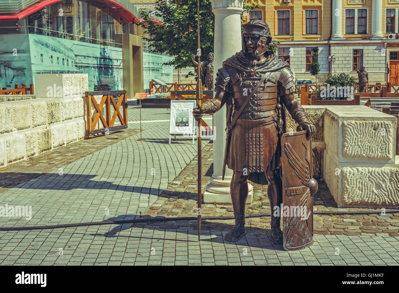 Alba Iulia, Romania - July 24, 2016: Bronze statue depicting a Roman ...