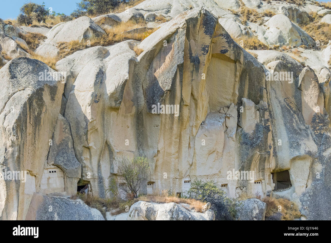 Rock Houses and Trees Cappadocia Turkey Stock Photo - Alamy