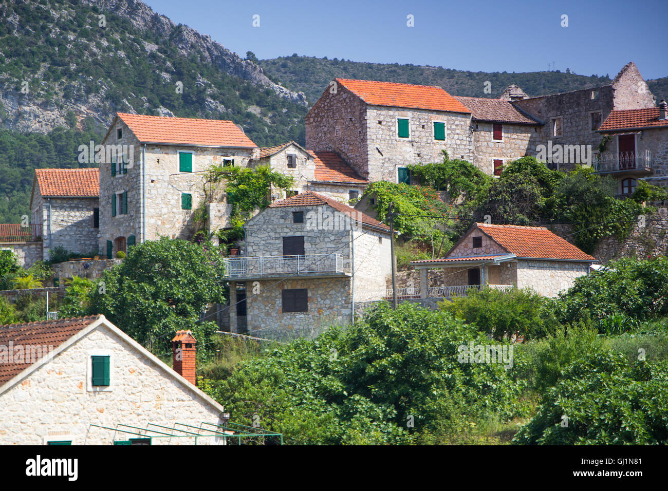 Village Pitve on the Hvar Island, Croatia Stock Photo - Alamy