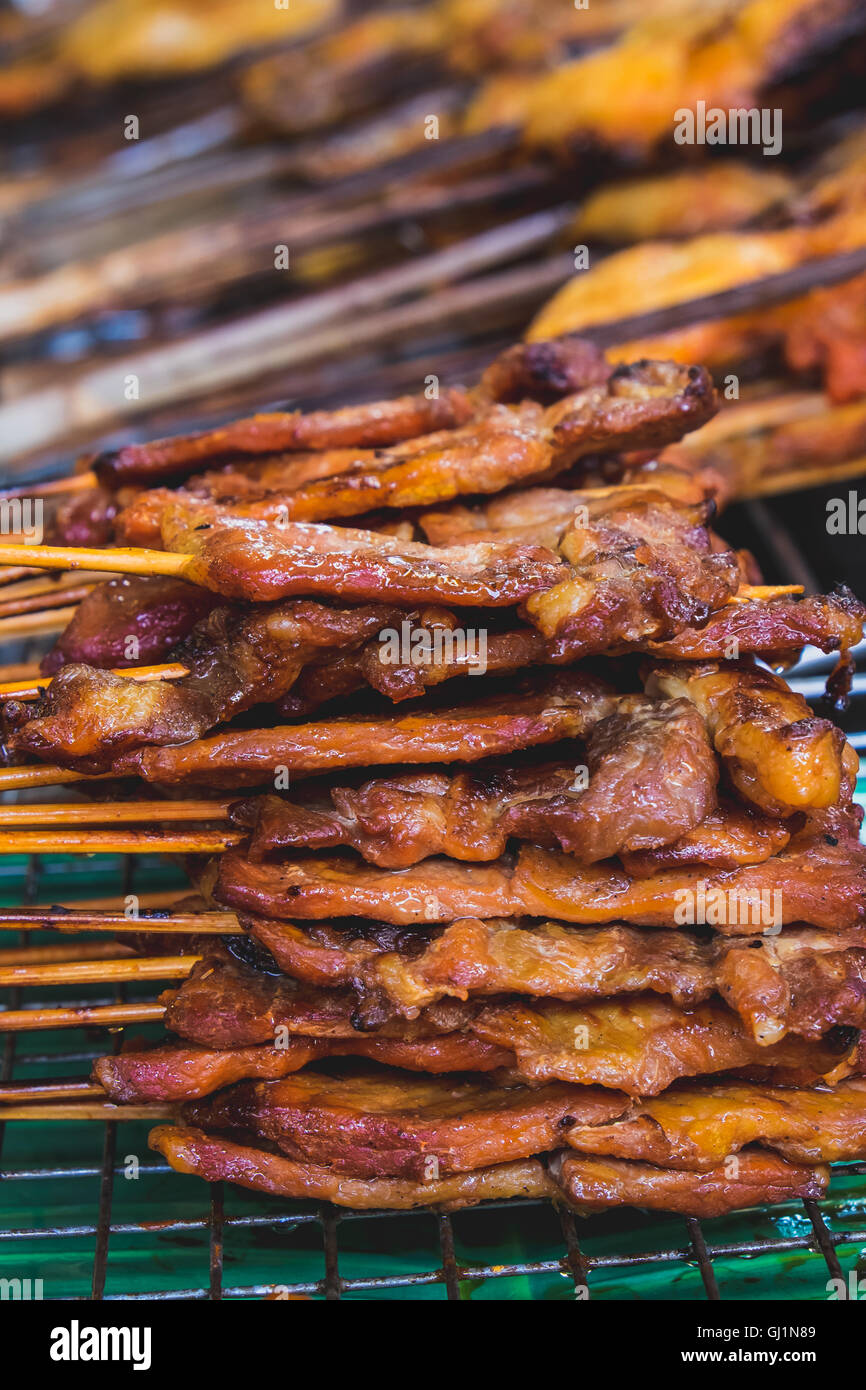 Moo Ping: Thai Pork on a Stick Stock Photo - Alamy