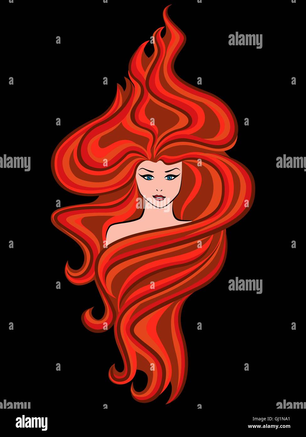 Red flowing hair Stock Vector Images - Alamy