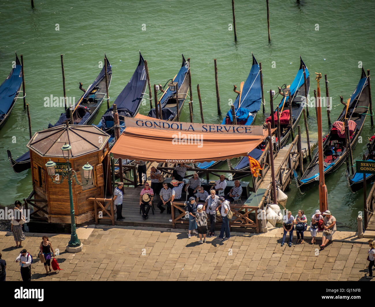 Moored gondolas, Molo, St Mark's basin. Venice Italy Stock Photo - Alamy