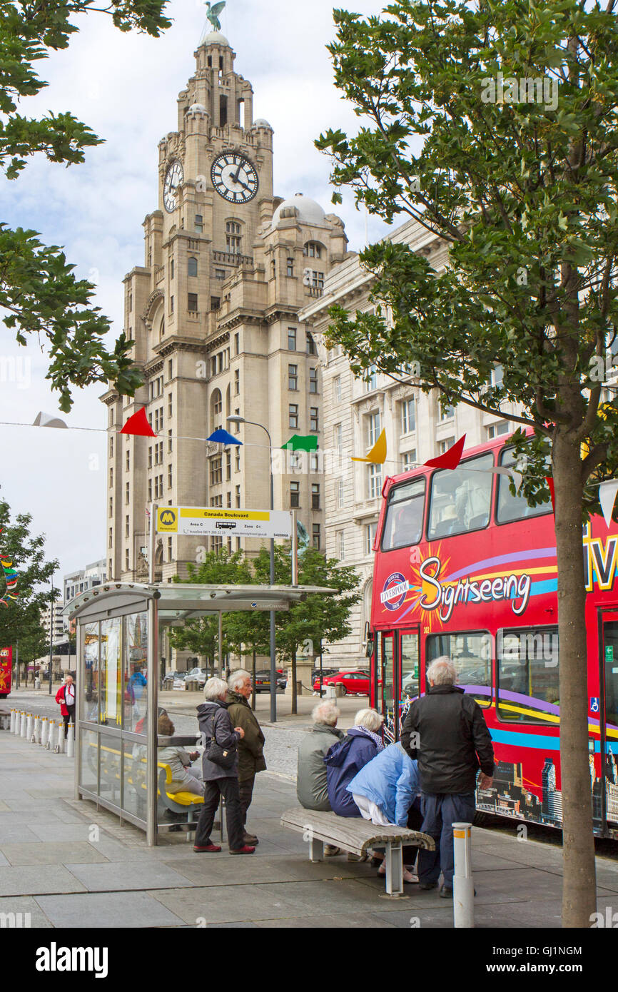 City Explorer, Sightseeing buses outside the Three Graces, Pierhead ...