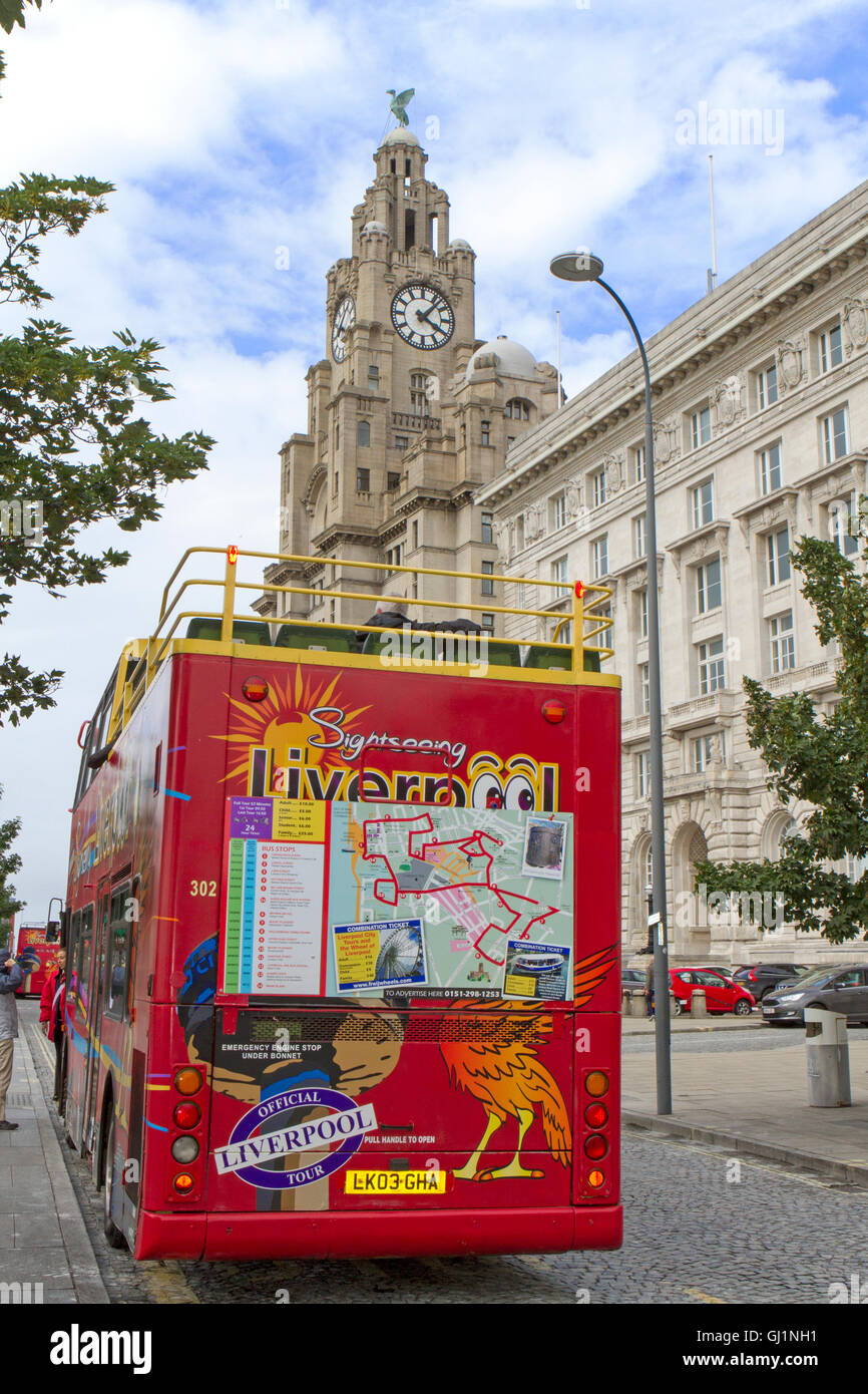 City Explorer, Sightseeing buses outside the Three Graces, Pierhead ...