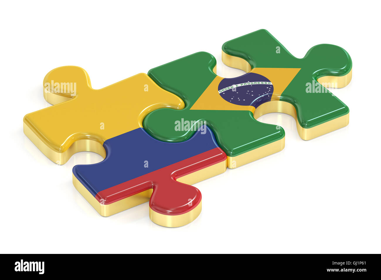 Brazil and Columbia puzzles from flags, 3D rendering Stock Photo - Alamy