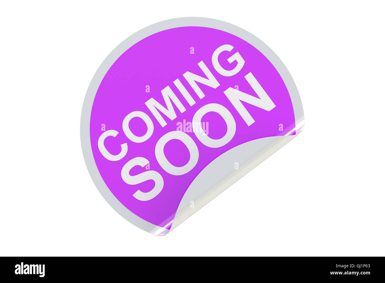 Coming soon circle sticker, sale and discount concept. 3D rendering ...