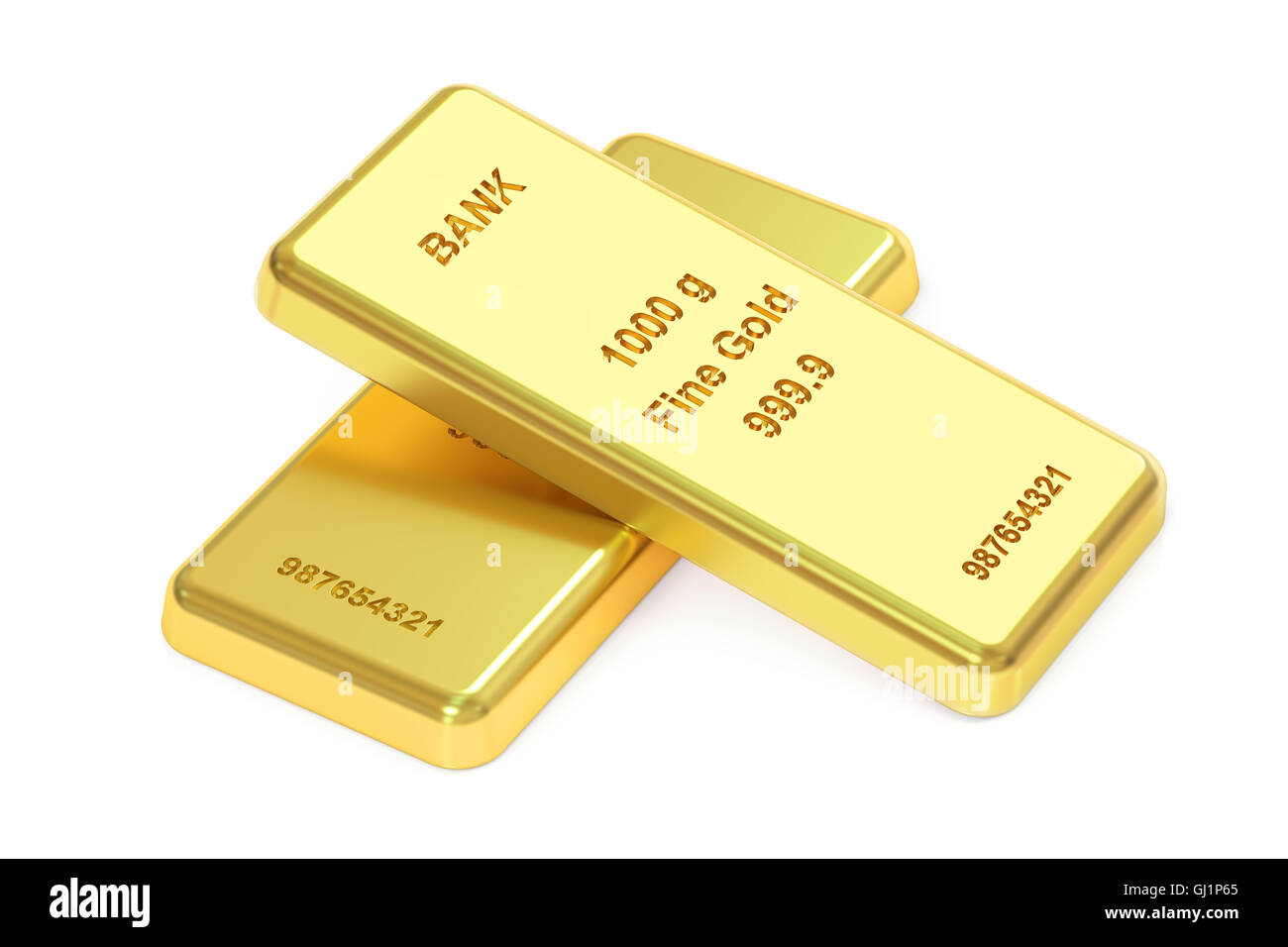 Gold ingots, 3D rendering isolated on white background Stock Photo - Alamy