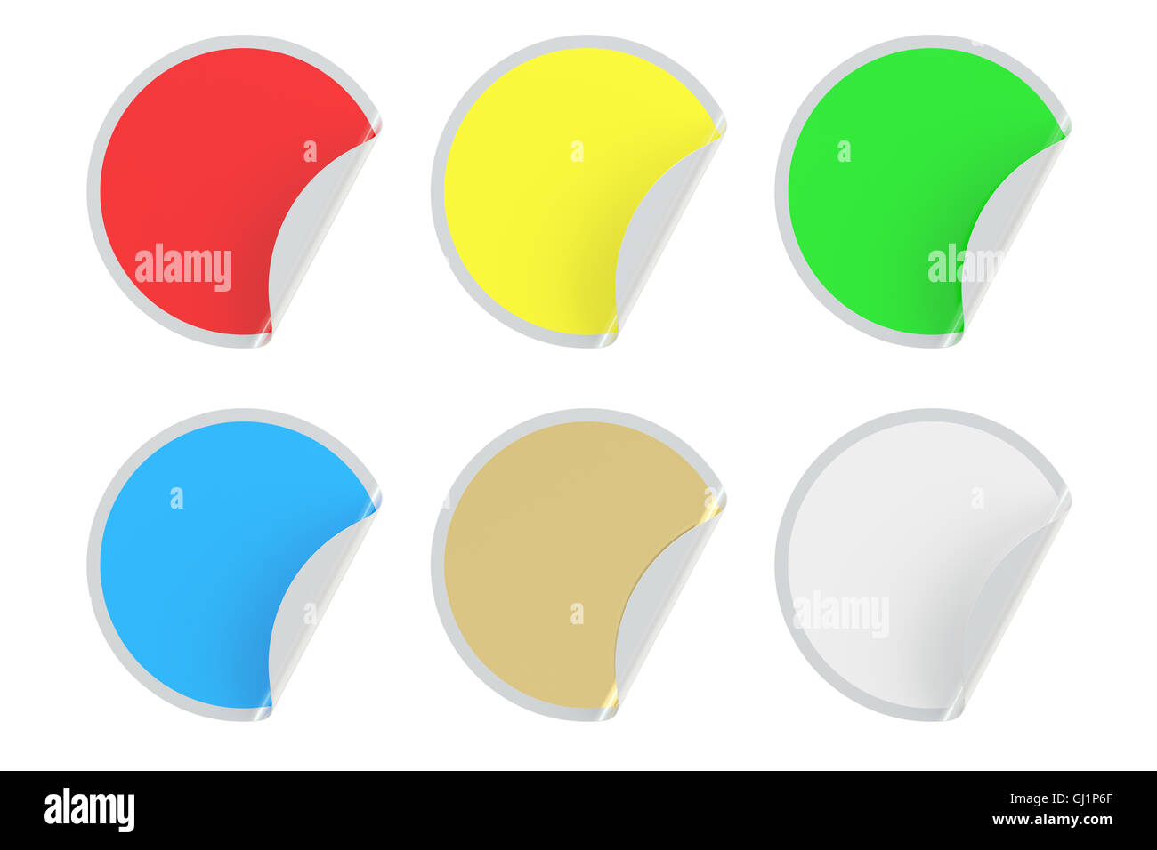 set of colored circle stickers, 3D rendering Stock Photo - Alamy