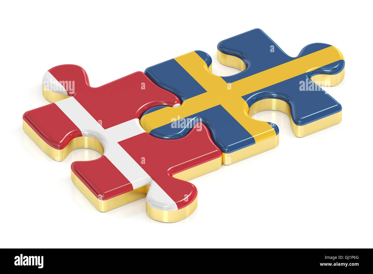 Sweden and Denmark puzzles from flags, 3D rendering Stock Photo - Alamy