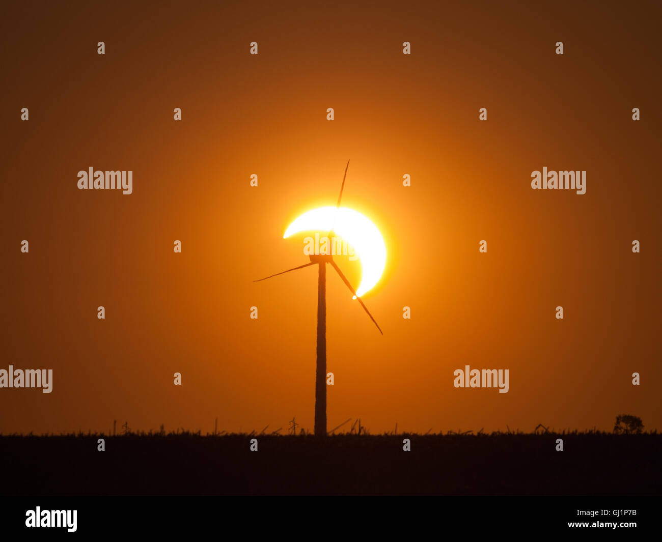 Wind Turbine and Solar Eclipse Stock Photo - Alamy