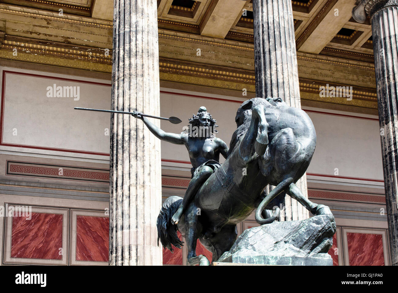 Amazon statue in front of Altes Museum on museum island in Berlin Stock ...