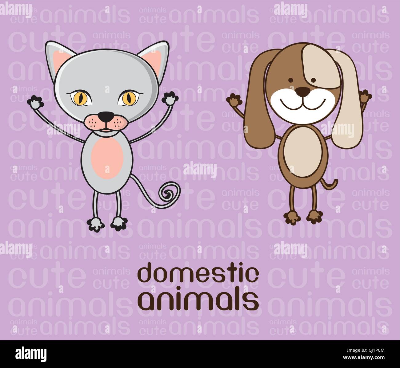 Illustration of a cute cat and dog background vector illustratio Stock ...