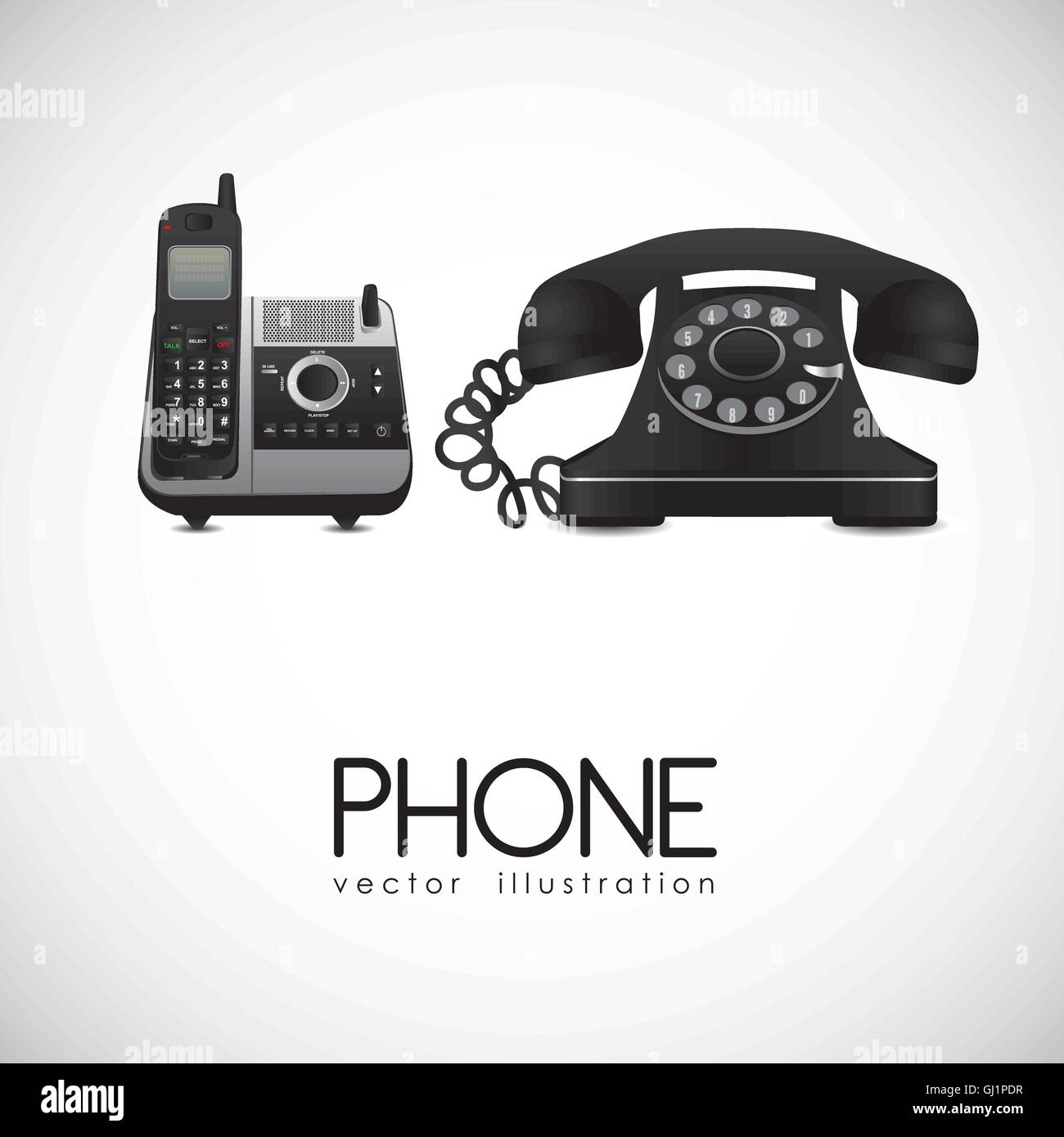 illustration of a rotary phone and a cordless phone vector illus Stock ...