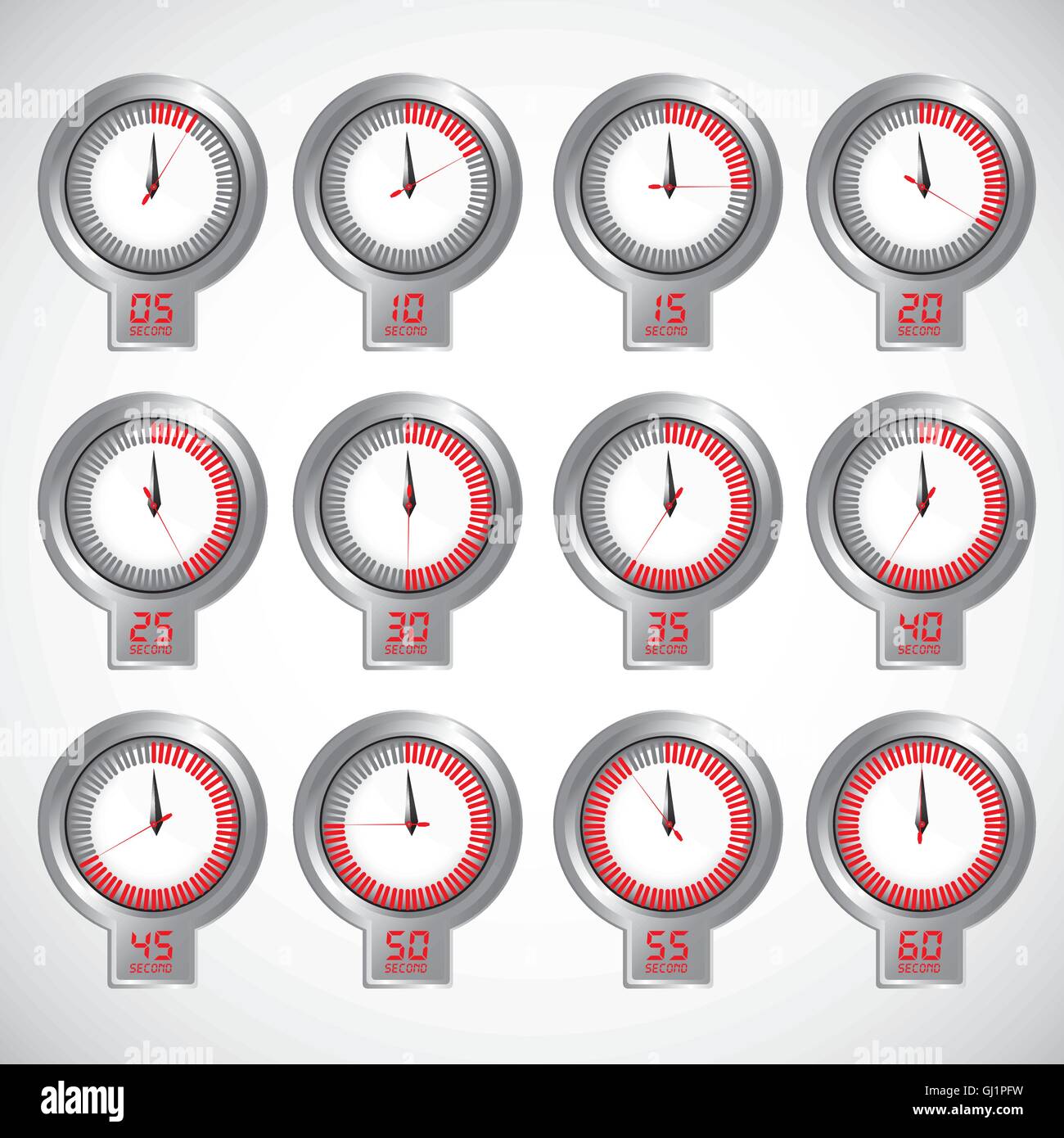 illustration of timers with different times vector illustration Stock ...