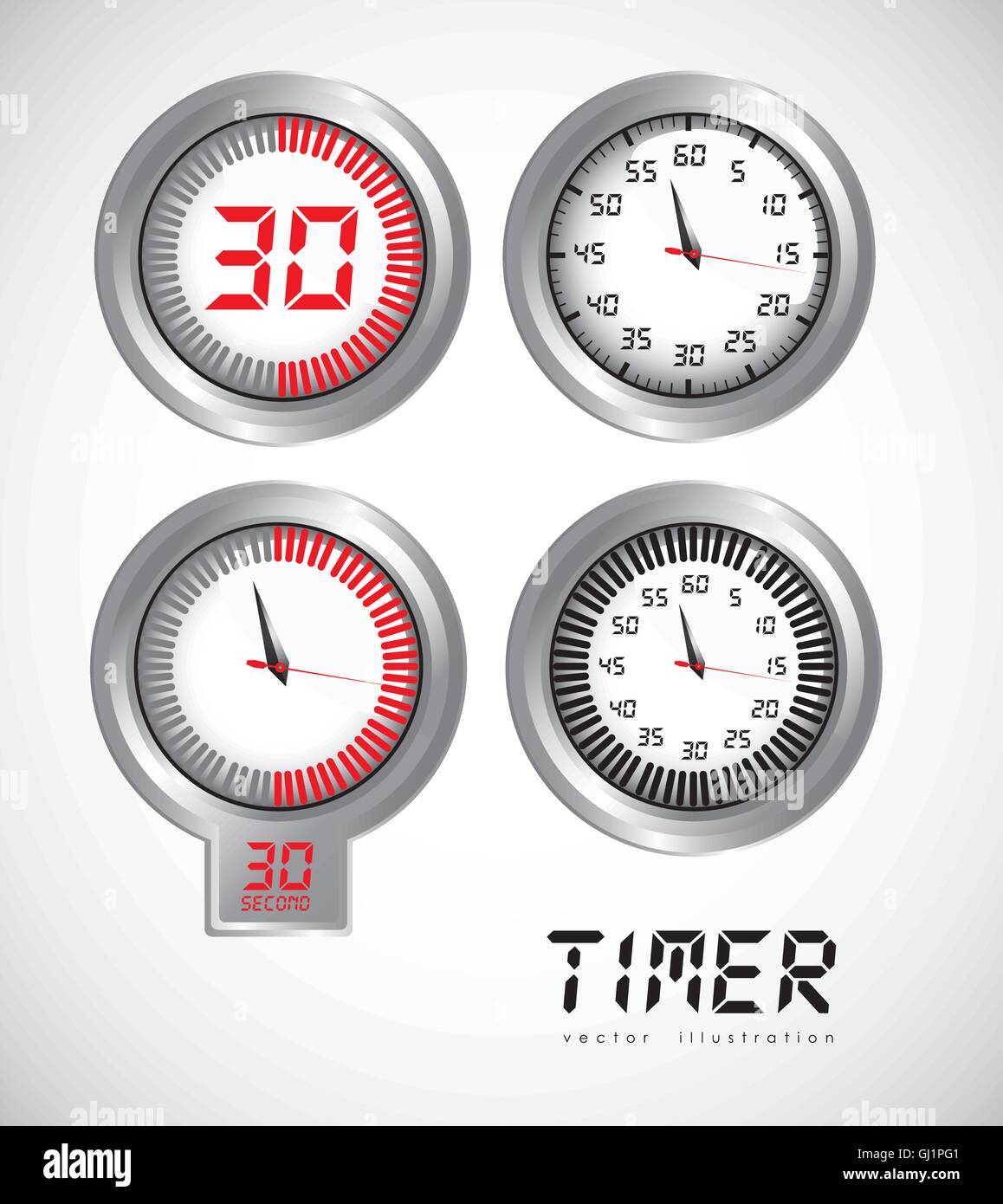 illustration of timers with different times vector illustration Stock ...