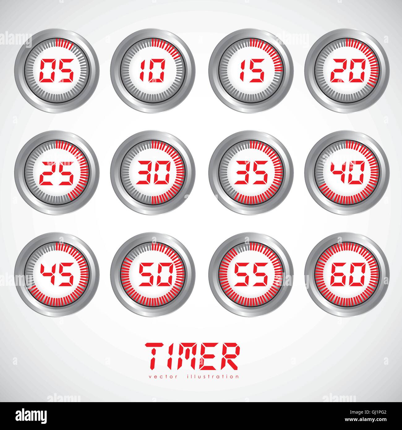 illustration of timers with different times vector illustration Stock ...