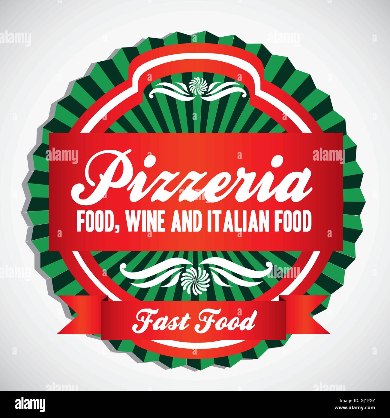 pizzeria label illustrations in warm colors vector illustration Stock ...