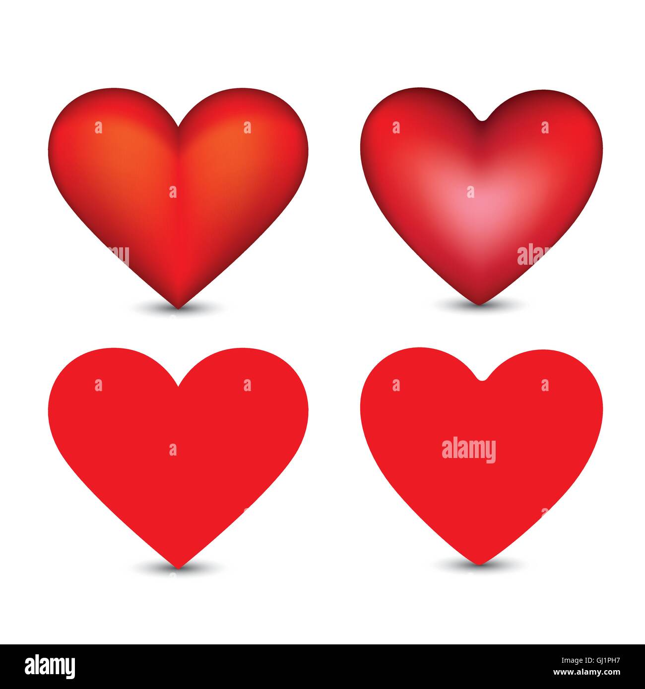 Illustration of different types of hearts isolated on white back Stock ...