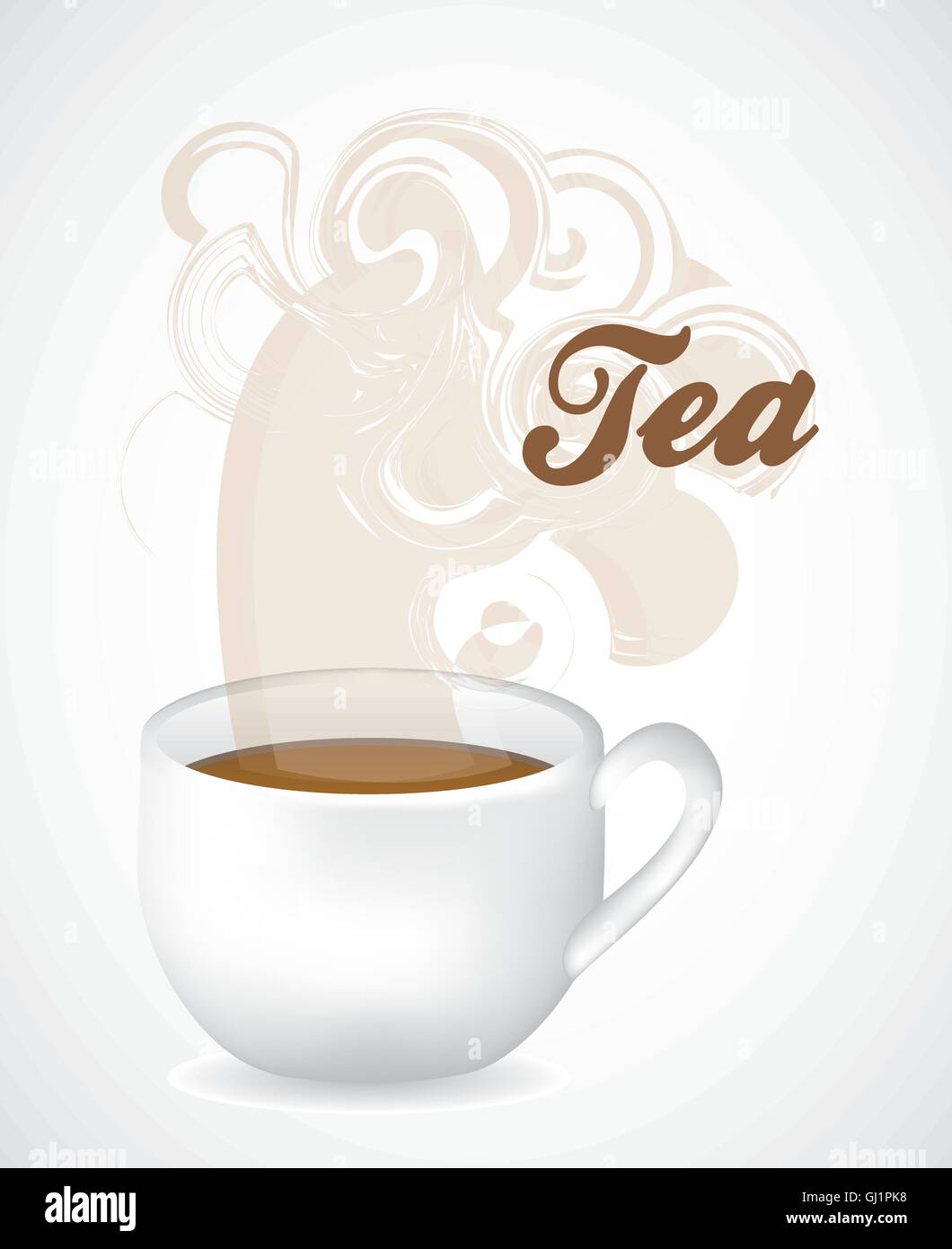 Illustration of a cup of steaming tea on plate vector illustrati Stock ...