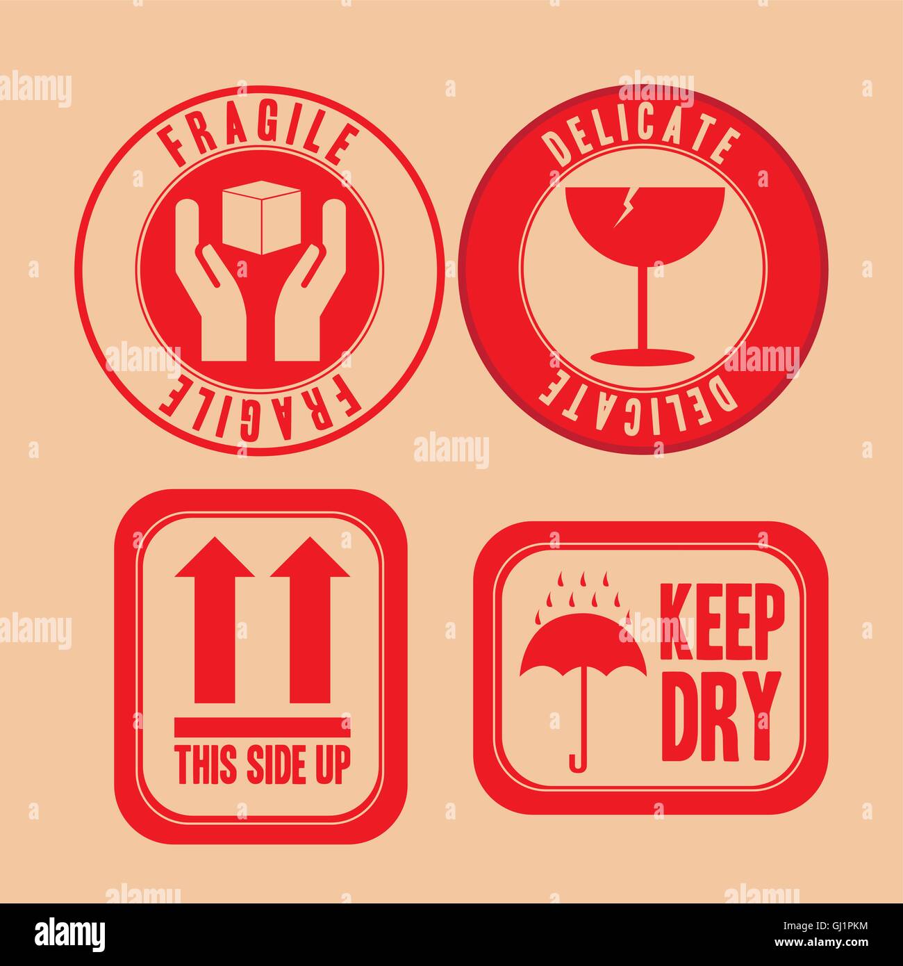 illustration of red seals for packaging isolated on beige backgr Stock ...