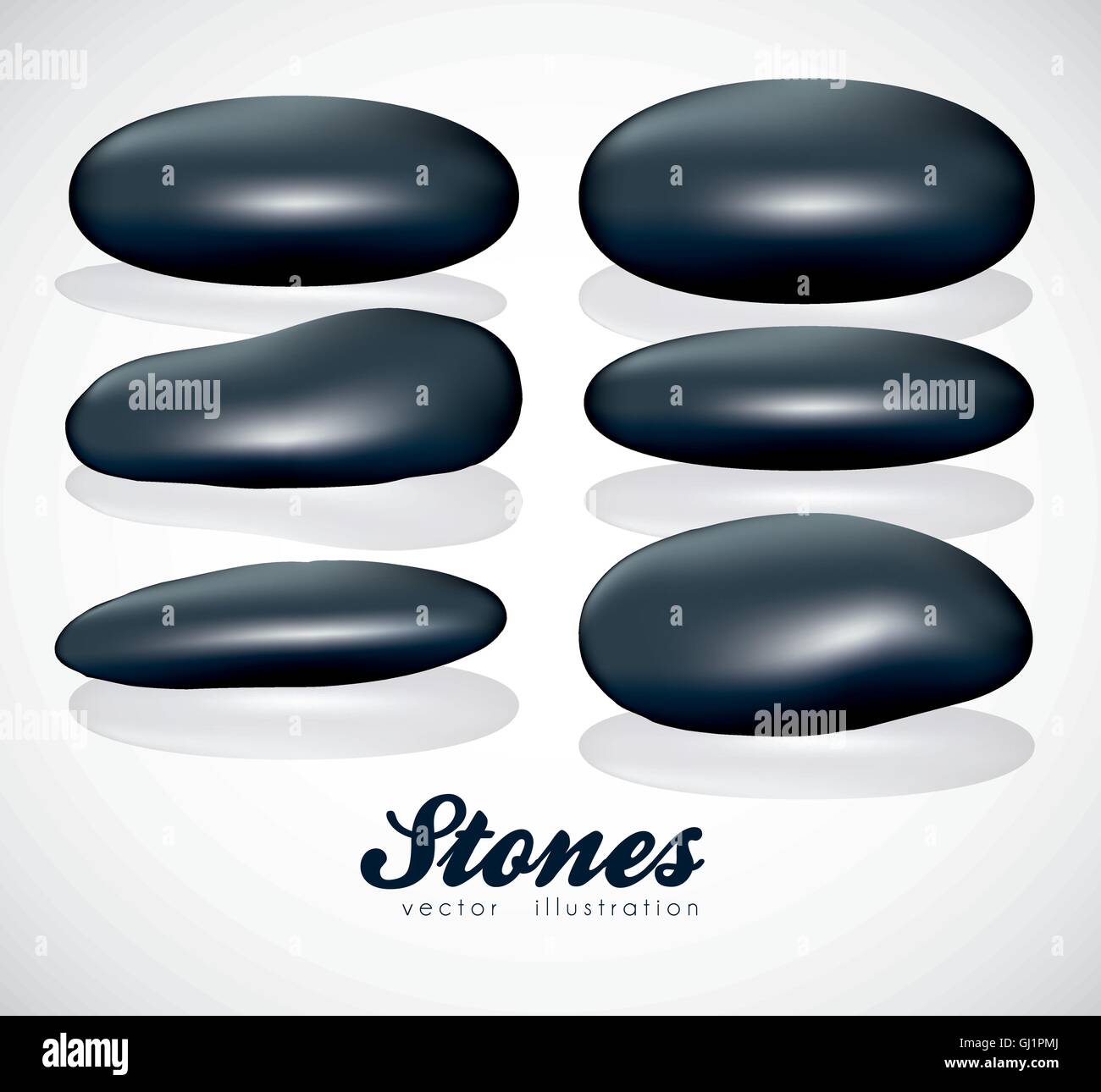 illustration of black stones isolated on white background vector Stock ...