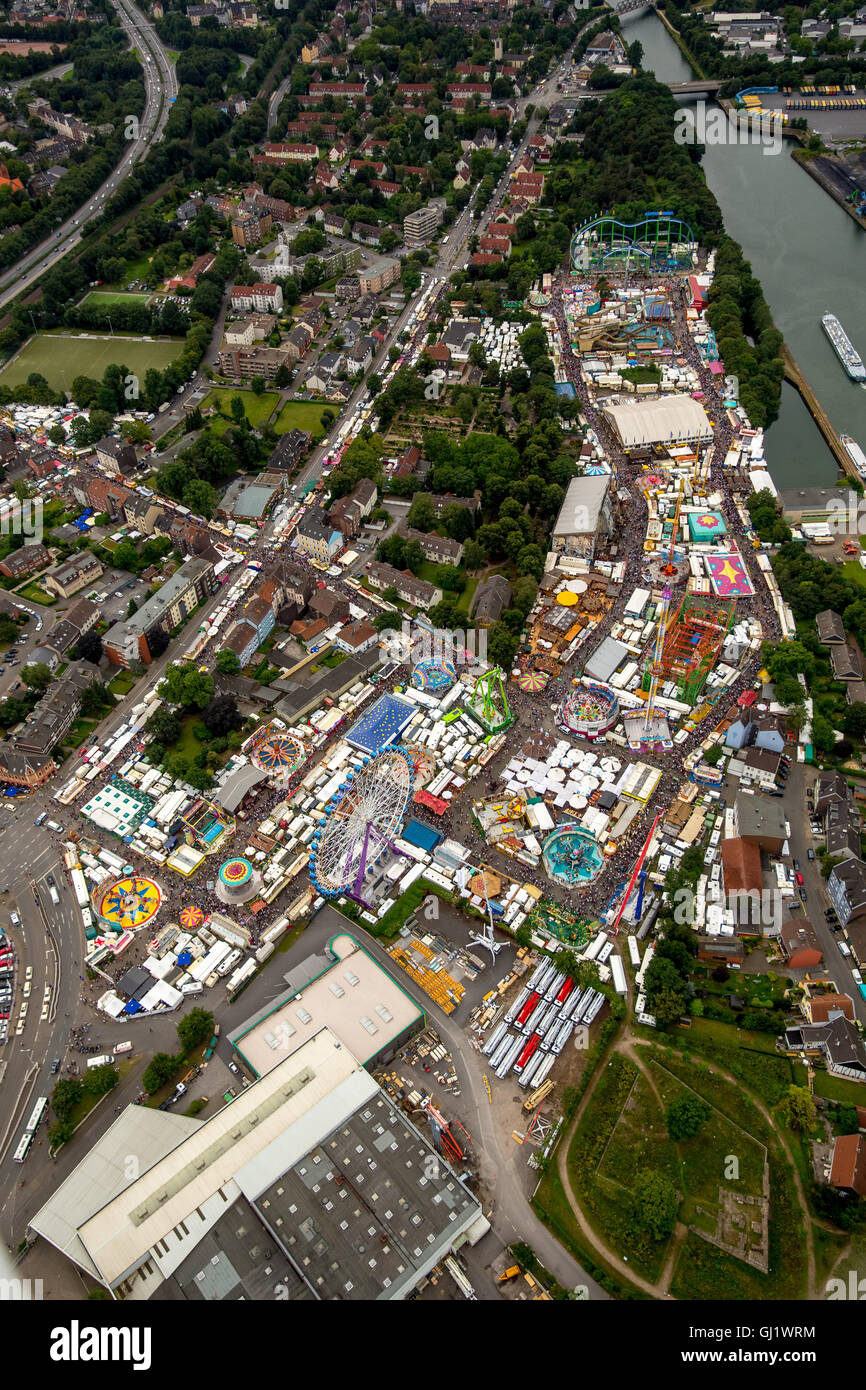 Aerial view, Cranger Kirmes 2016 largest folk festival in the Ruhr ...