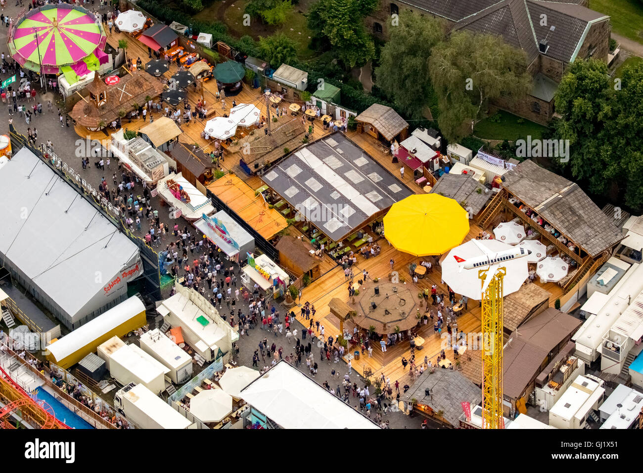 Aerial view, Cranger Kirmes 2016 largest folk festival in the Ruhr ...