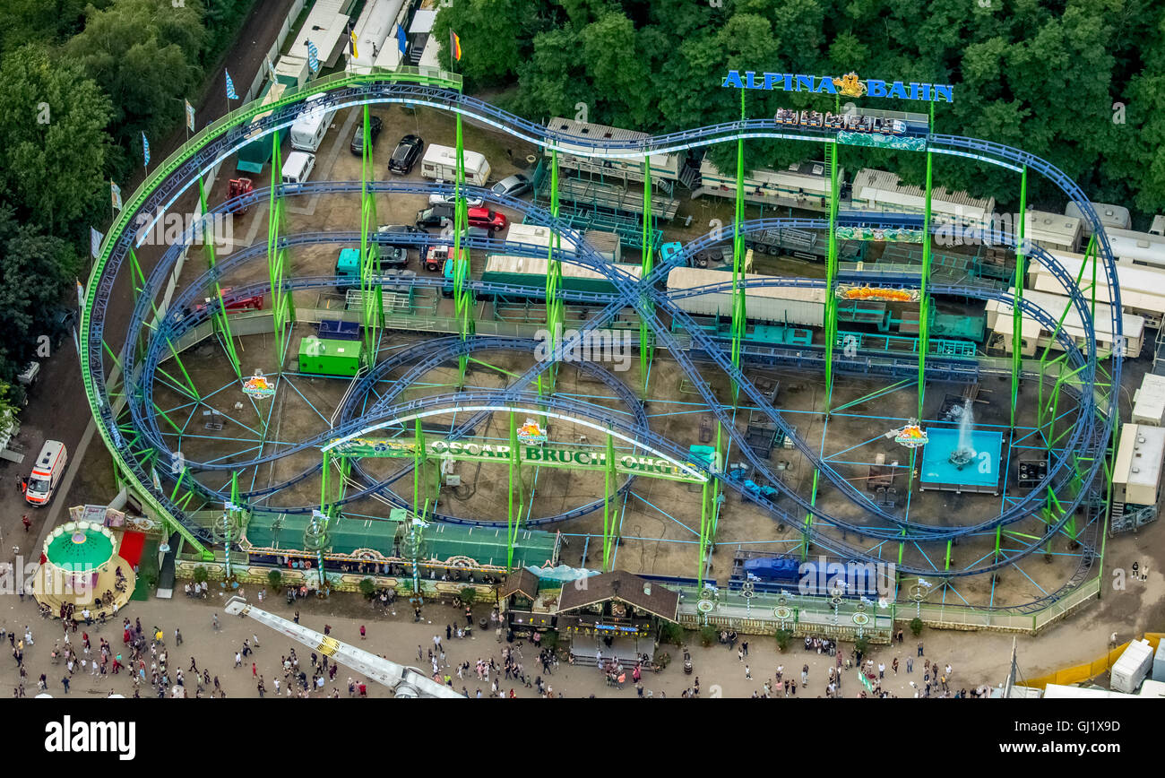 Aerial view, Cranger Kirmes 2016 largest folk festival in the Ruhr area ...