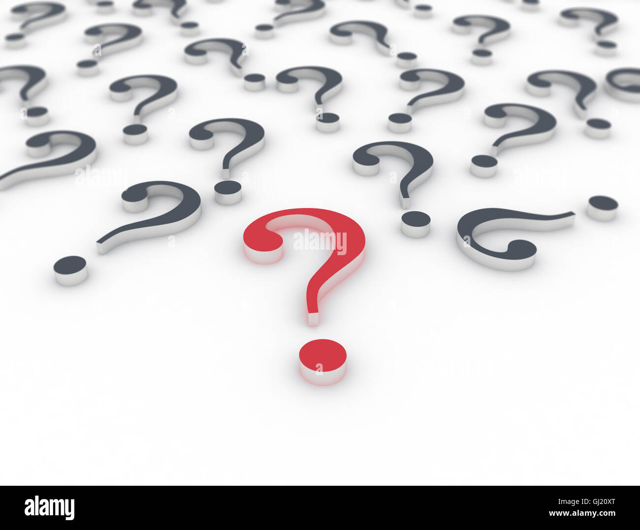 3D question marks on white background Stock Photo - Alamy