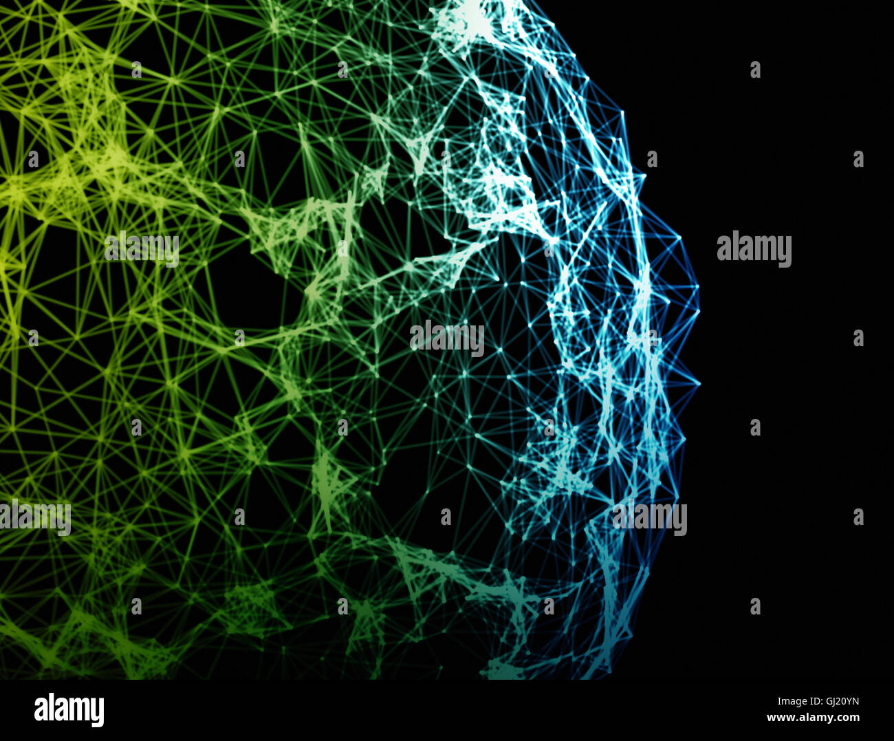 Connected network spheres on black background Stock Photo - Alamy