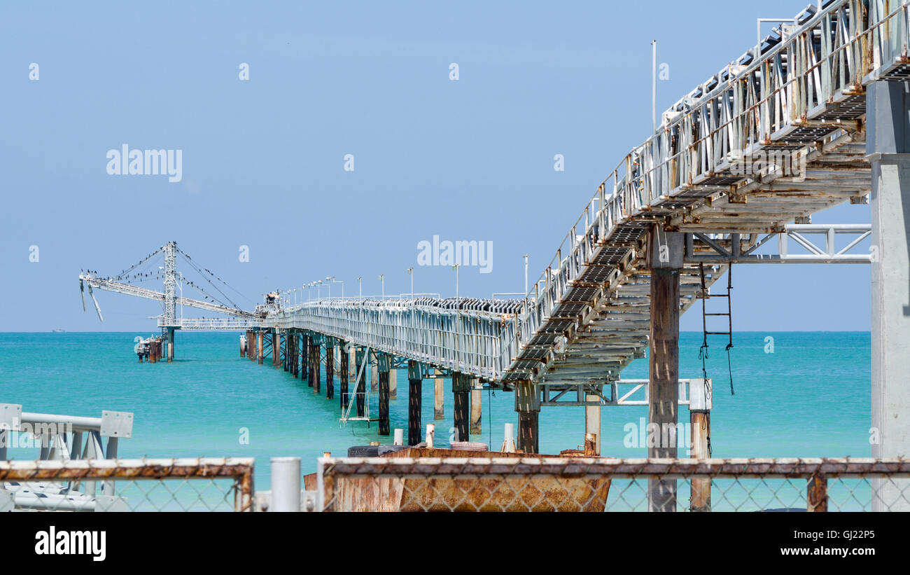 Industrial Salt conveyor Belt. A large belt moves salt out to a wharf ...