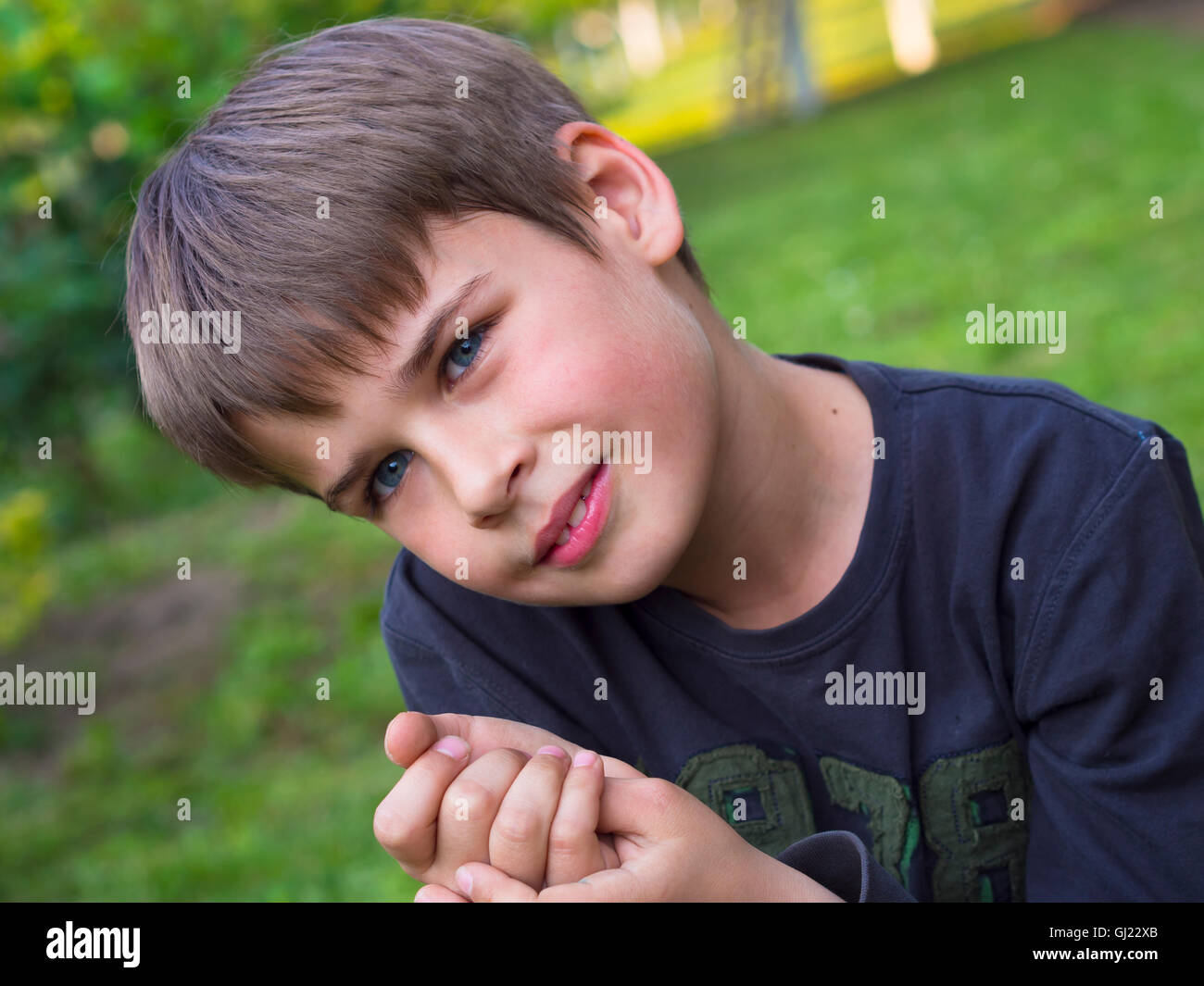 cute boy outdoor portrait Stock Photo - Alamy