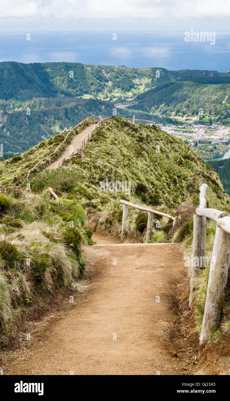 Path to the Viewpoint. A dirt path with wooden handrails winds over the ...