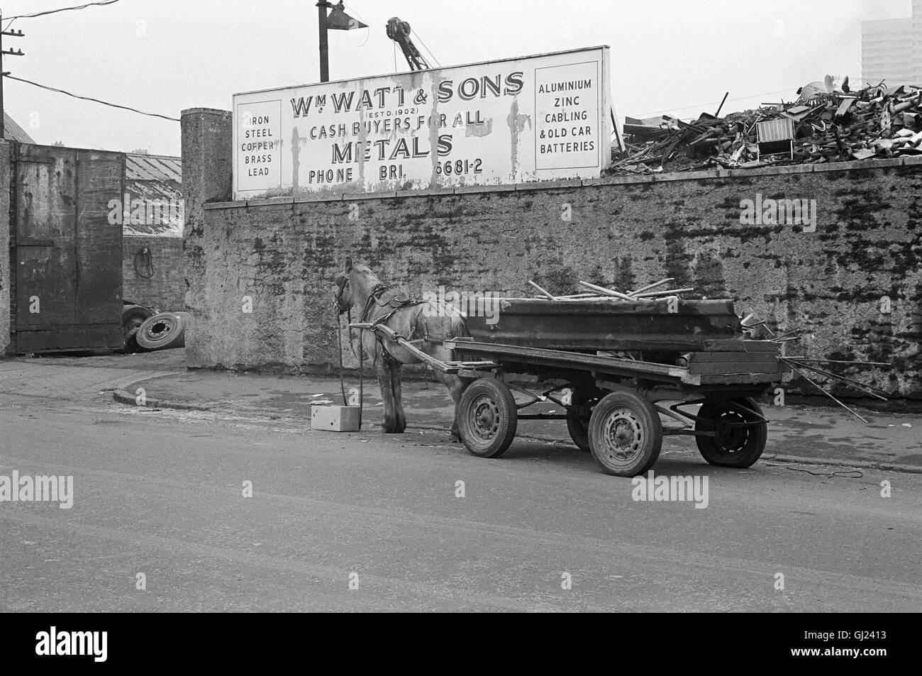 Scrap Metal Merchant with horse and cart waiting outside Stock Photo ...