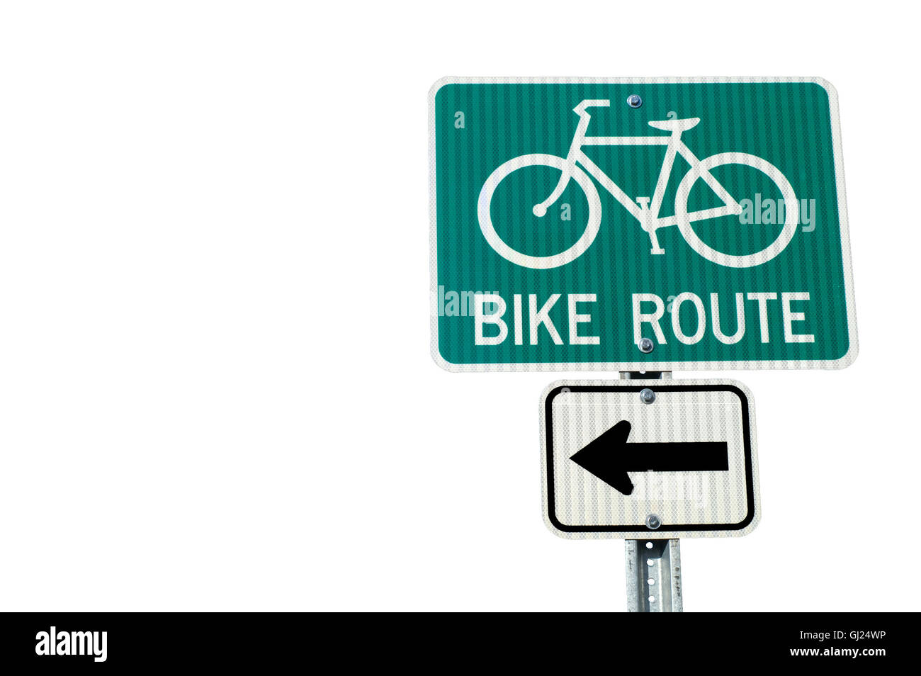 Bike route sign with arrow showing the direction as it turns to a new ... Bike route sign with arrow showing the direction as it turns to a new ...