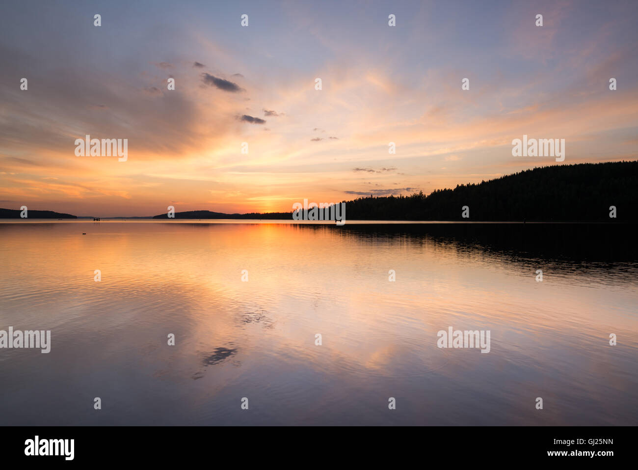 Clam lake at sunset Stock Photo - Alamy