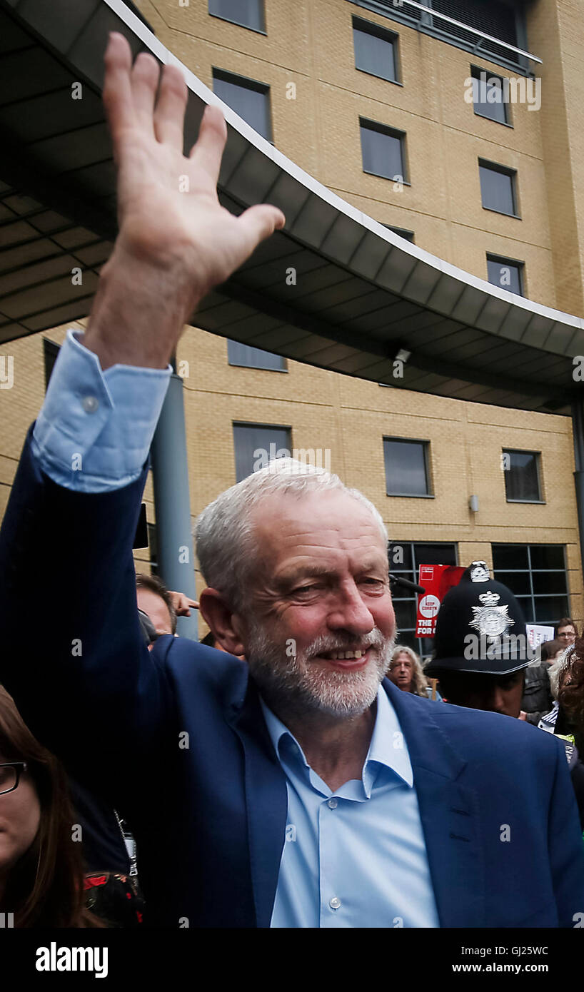 Labour leader Jeremy Corbyn arrives ahead of a Labour leadership ...