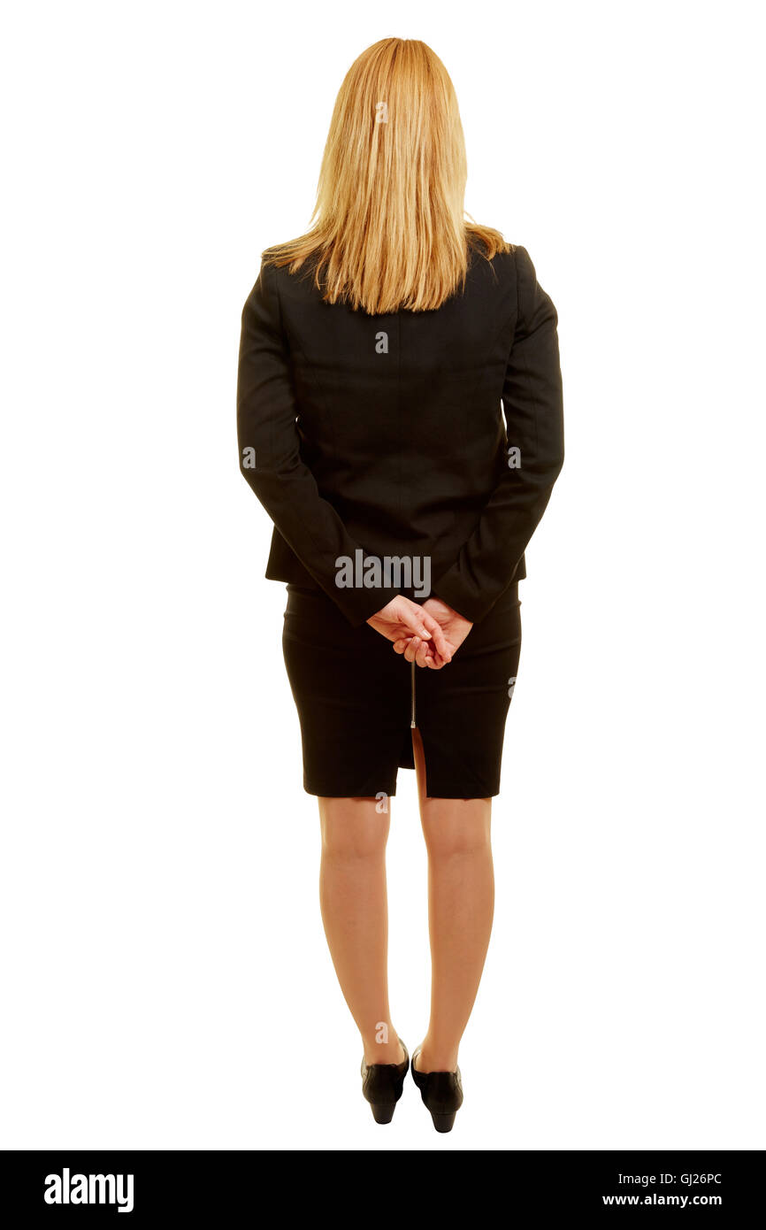 Businesswoman taken from the back with her hands on the back Stock ...