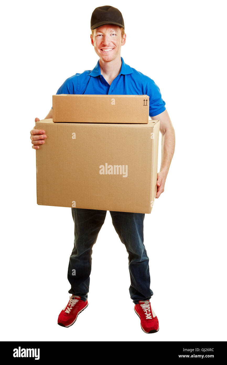 Delivery man making a parcel delivery from a forwarding agency Stock ...