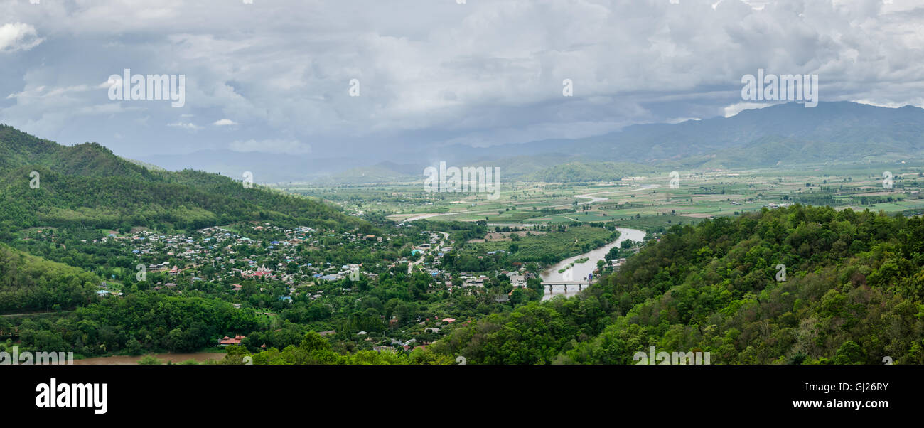 Chiang Rai, Thailand, Panoramic landscape views of Chiang Rai near the ...