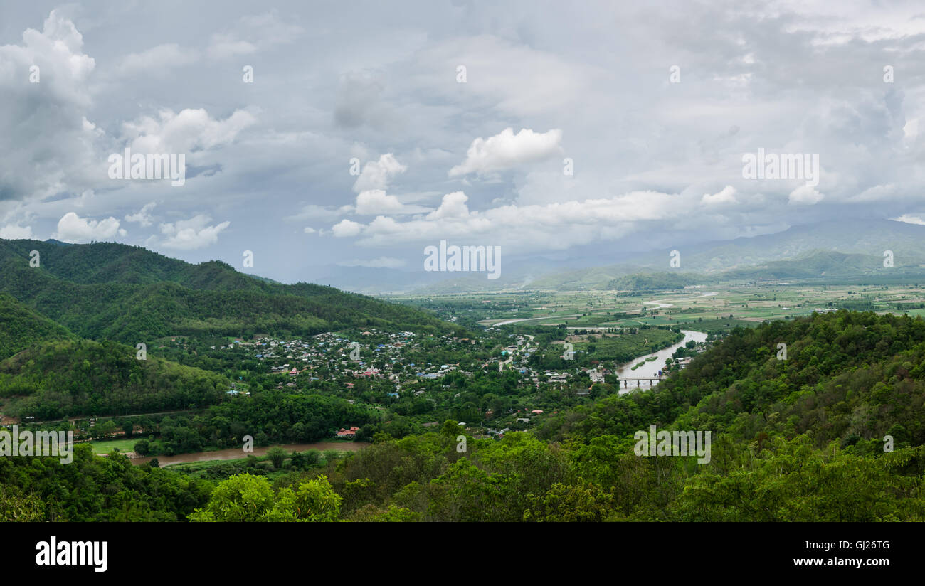 Chiang Rai, Thailand, Panoramic landscape views of Chiang Rai near the ...