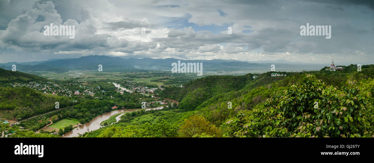 Chiang Rai, Thailand, Panoramic landscape views of Chiang Rai near the ...