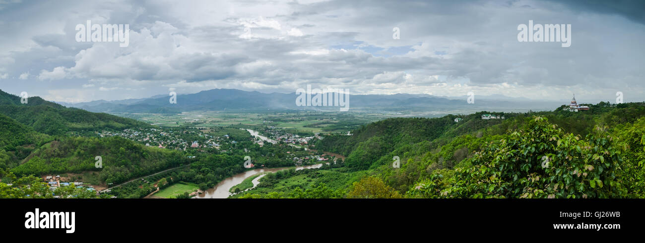 Chiang Rai, Thailand, Panoramic landscape views of Chiang Rai near the ...