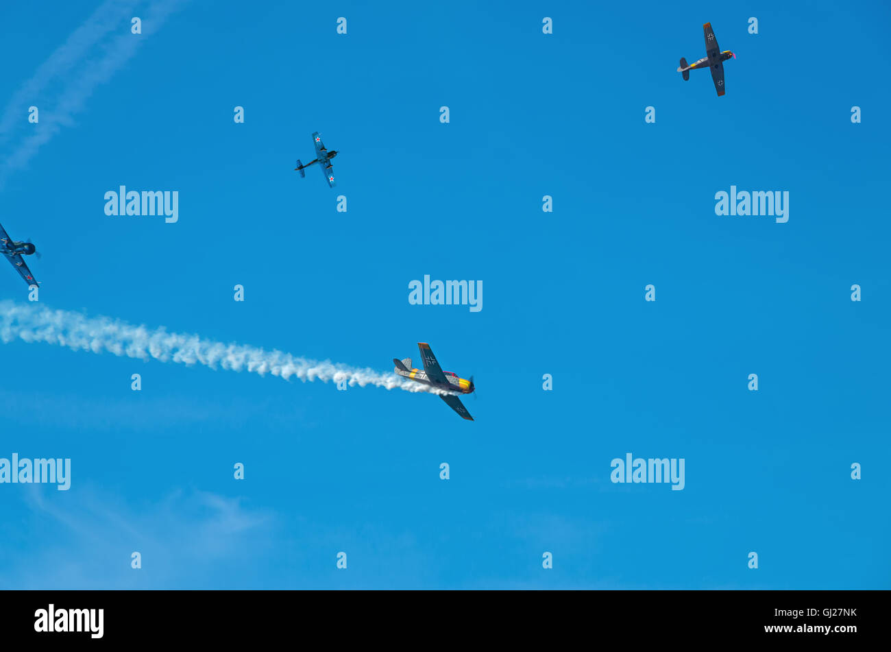 Pair of military aircraft of Red Army attack Luftwaffe fighters ...